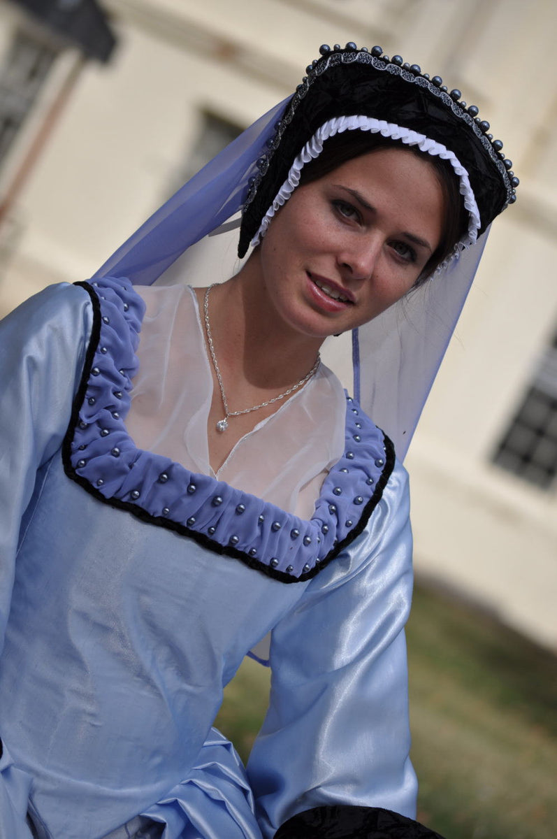 1500s Hood headpiece with beading CUSTOM Square Renaissance Tudor Cour ...