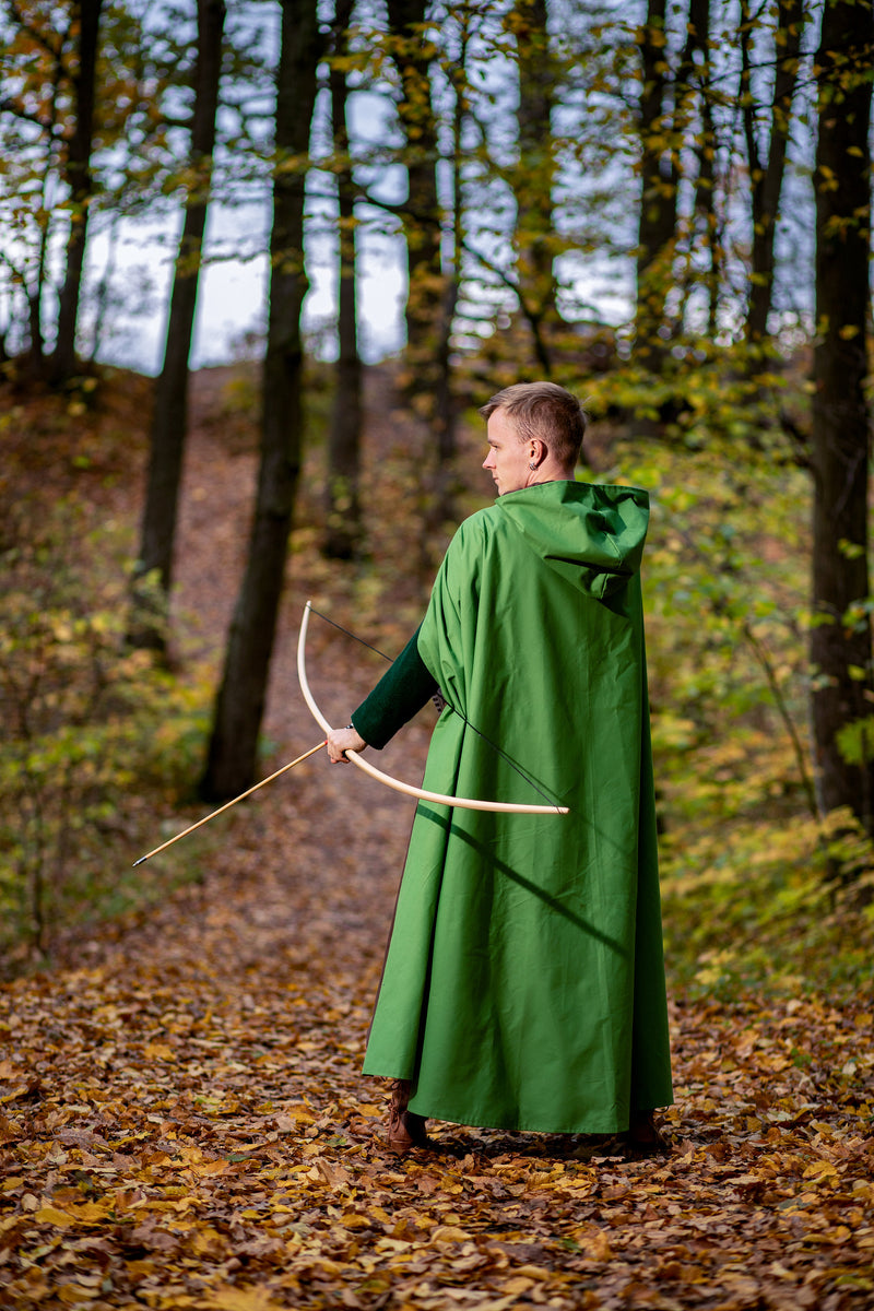 Waterproof Waxed Cotton Ranger Cloak Wind & Rain Resistant Medieval Vi ...