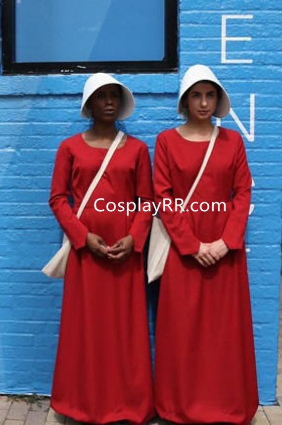 Handmaid's Tale Costume with Dress,Bonnet,Bag – Cosplayrr